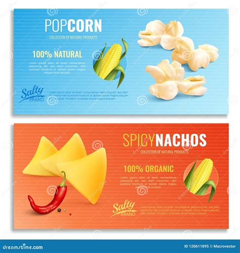 Realistic Corn Horizontal Banners Stock Vector Illustration Of
