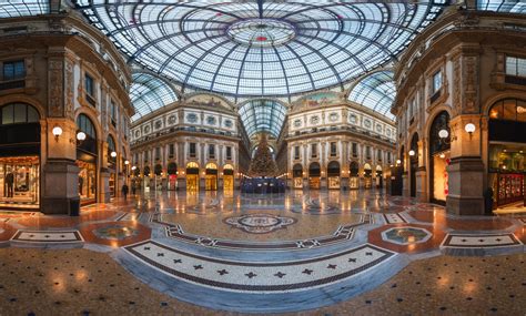 Panorama Of Galleria Vittorio Emanuele Ii Milan Italy Galleria