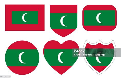 몰디브 국기 디자인 모양 세트입니다 디자인 모양 세트에 몰디브의 국기입니다 0명에 대한 스톡 벡터 아트 및 기타 이미지 0명 3차원 형태 개념 Istock
