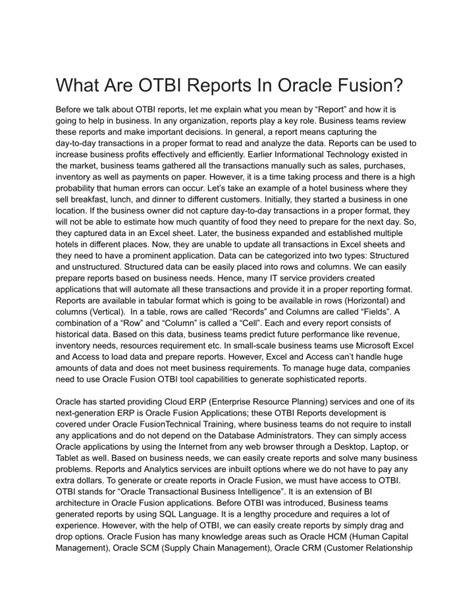 Ppt What Are Otbi Reports In Oracle Fusion Powerpoint Presentation Free Download Id 12121207