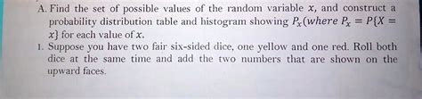 Solved Find The Set Of Possible Values Of The Random Variable X And