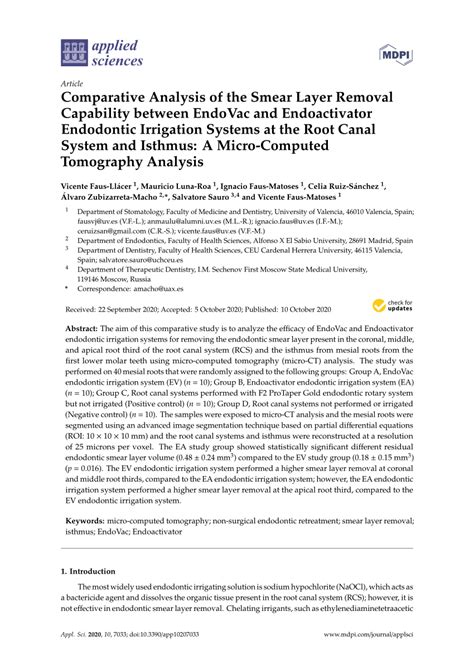 Pdf Comparative Analysis Of The Smear Layer Removal Capability Between Endovac And