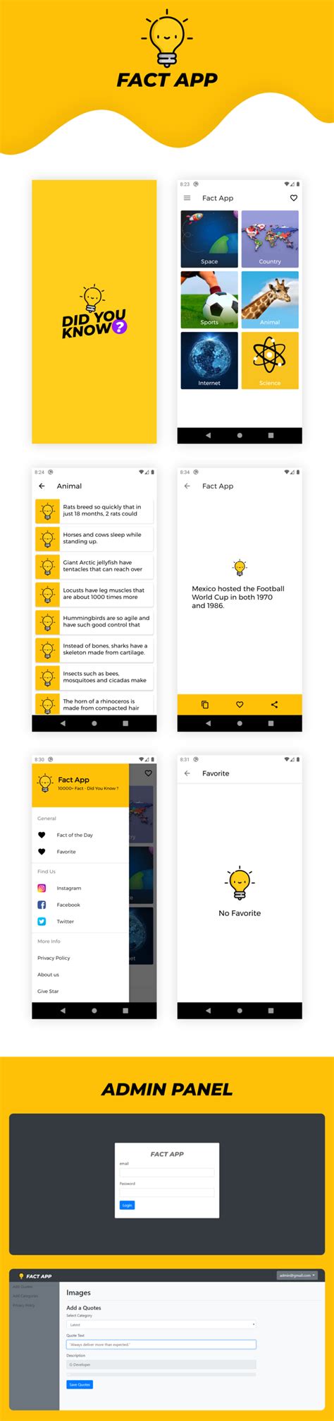 Fact App With Firebase Admin Panel And Admob Ads Shayari App Android