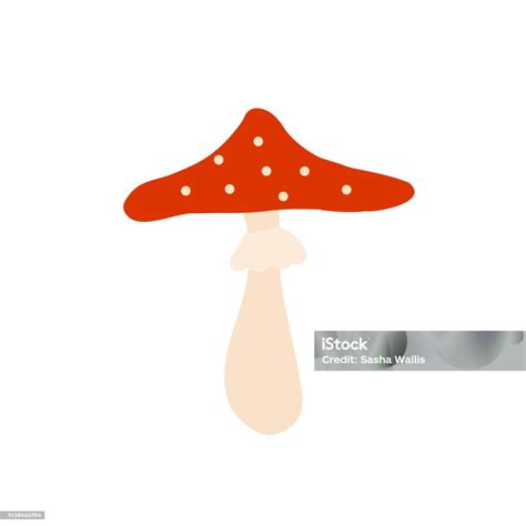 흰 반점 유독 한 파리 Agaric 또는 Amanita Muscaria와 빨간 버섯의 손으로 그린 만화 스타일의 벡터 그림