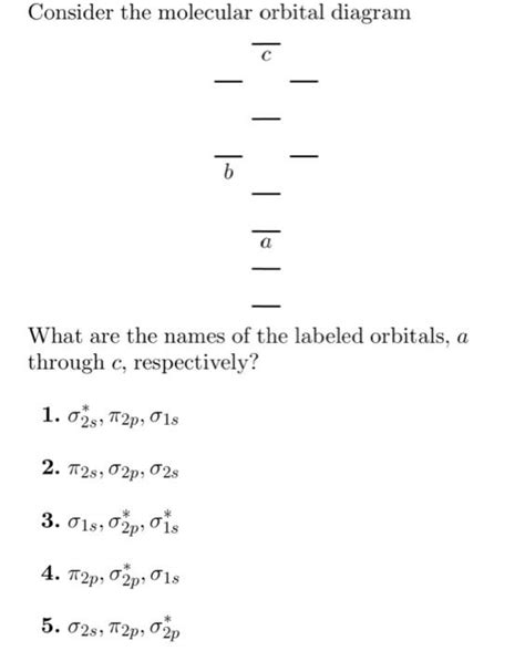 Solved Consider The Molecular Orbital Diagram What Are The