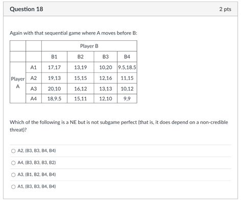 Solved Again With That Sequential Game Where A Moves Before Chegg