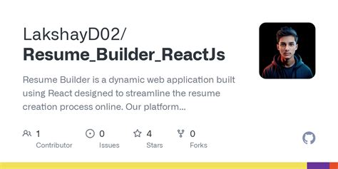 Github Lakshayd02resumebuilderreactjs Resume Builder Is A Dynamic Web Application Built