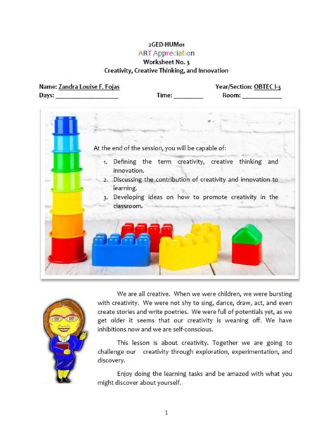 Worksheet 3 Download Free Pdf Creativity Metacognition Worksheet 3 Download Free Pdf Creativity Metacognition