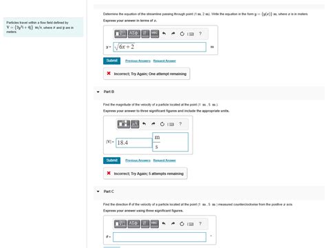 Solved Determine The Equation Of The Streamline Passing
