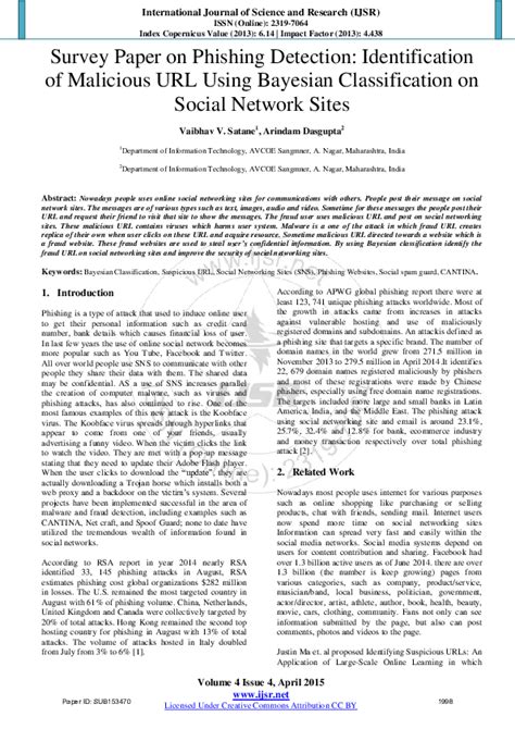 Pdf Survey Paper On Phishing Detection Identification Of Malicious