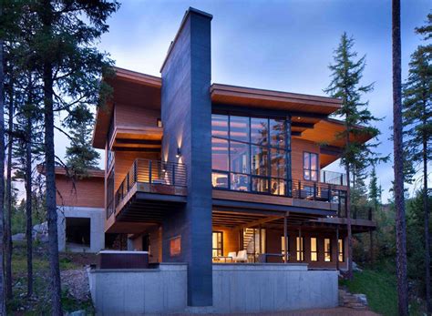Moderne Maison Rustique à Larchitecture Et Agencement Créatif Au