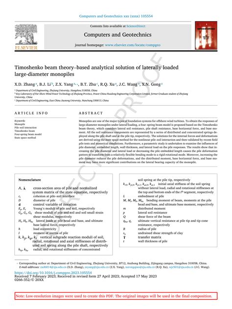 Pdf Timoshenko Beam Theory Based Analytical Solution Of Laterally Loaded Large Diameter Monopiles