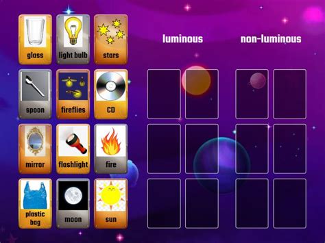 Luminous And Non Luminous Objects Group Sort