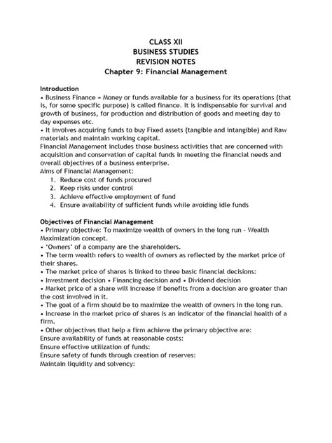 Class 12 Ch 9 Bst Notes Pdf