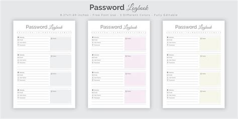 Premium Vector Password Log Book And Password Tracker Planner Journal Interior Template