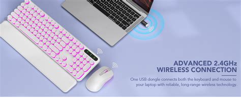 Wireless Keyboard And Mouse Backlit Typewriter Keyboard With Retro Round Keycaps