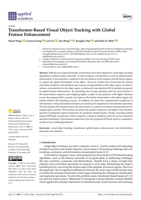 Pdf Transformer Based Visual Object Tracking With Global Feature
