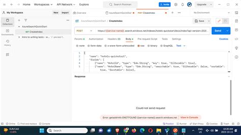 Error 403 While Following Quickstart Cognitive Search Index 🗣 General Discussion Postman