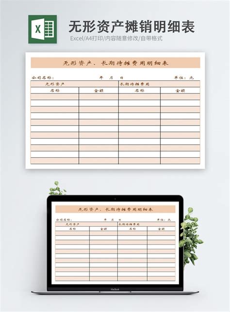 無形資產攤銷明細表範本檔 Excel表格範例模板免費下載 Lovepik