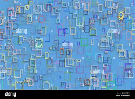 Abstract Embossed And Random Square And Rectangle Shape Digital Generative Art For Design Texture