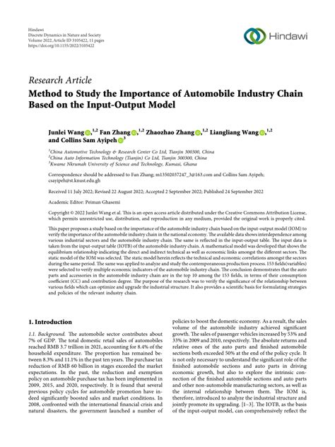 Pdf Method To Study The Importance Of Automobile Industry Chain Based On The Input Output Model