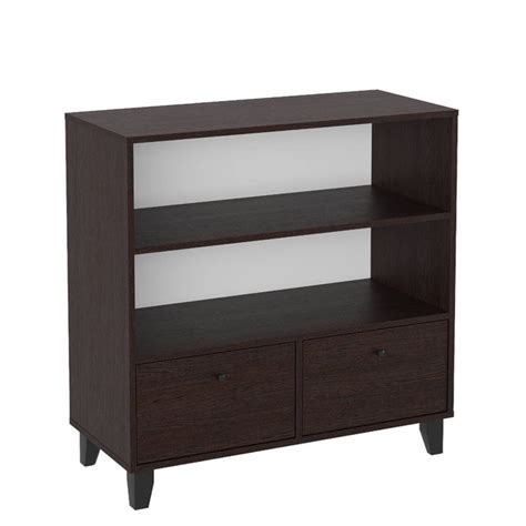 Шкаф книжный офисный Стеллаж Открытые полки открытые секции с ящиками Компанит КШ 25 Венге