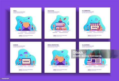 비즈니스 이메일 교육 전자 상거래 도메인 이메일 마케팅 전자 학습을위한 현대적인 평면 디자인 템플릿 세트 쉽게 편집하고 사용자 정의 할 수 있습니다 비즈니스를 위한 현대