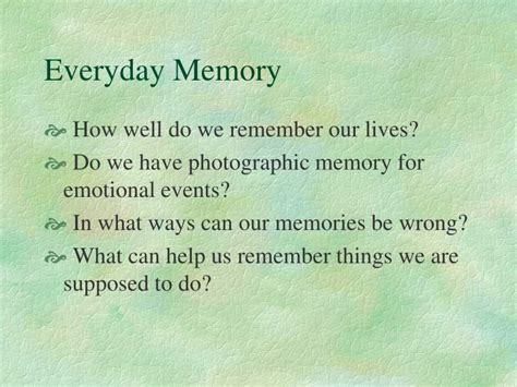 Ppt Everyday Memory Powerpoint Presentation Free Download Id2557120