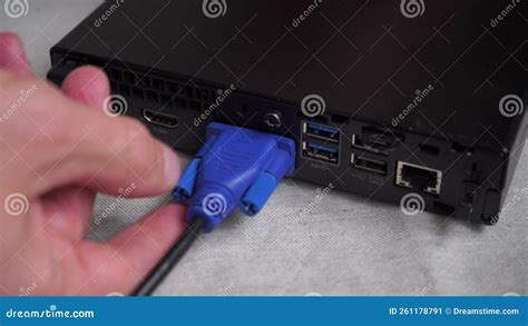 Connect HDMI Cable To Desktop Computer Connect VGA Cable To PC Stock Video Video Of Input