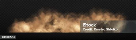 먼지 모래 구름 돌 날아다니는 먼지 입자 절연 통하고 있는 투명한 배경에 갈색 먼지 구름 또는 마른 모래가 날아갑니다 사실적인 벡터 일러스트레이션입니다 갈색에 대한 스톡