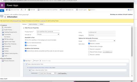 Calling Workflow From Javascript