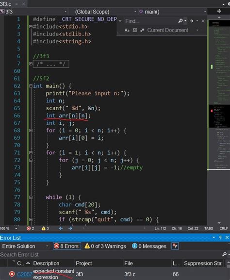 Why Cant Use A Variable To Declare An Arrays Size In Visual Studio
