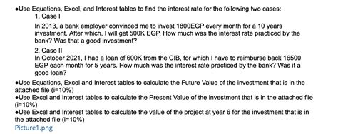 Solved Use Equations Excel And Interest Tables To Find Chegg