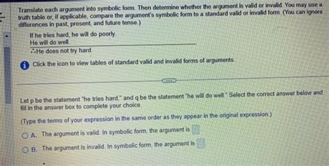 solved translate each argument into symbolic form then