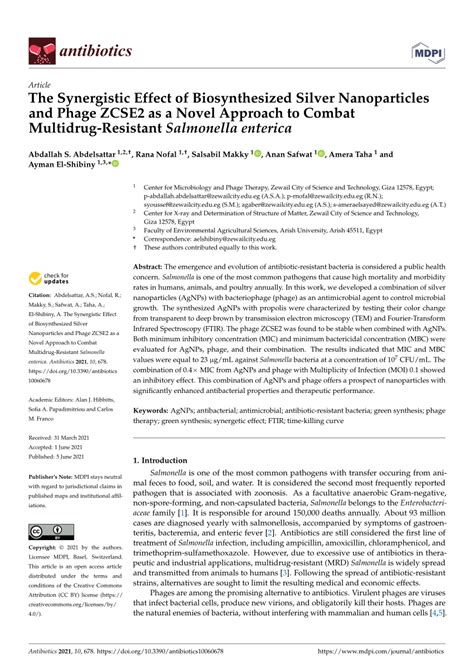 Pdf The Synergistic Effect Of Biosynthesized Silver Nanoparticles And