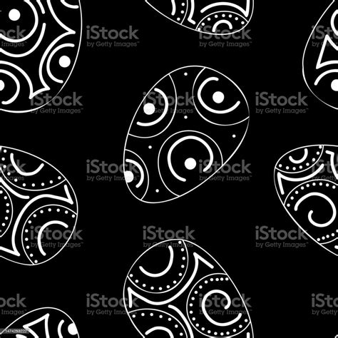 벡터 그림입니다 민족 손으로 그린 흑백 완벽 한 패턴입니다 부활절 선형 달걀이 있는 축제 배경 엽서 배너 섬유 월페이퍼 및 기타 판촉 제품의 디자인 0명에 대한 스톡 벡터