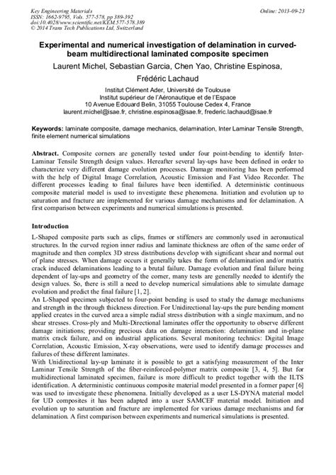 Experimental And Numerical Investigation Of Delamination In Curved Beam Multidirectional