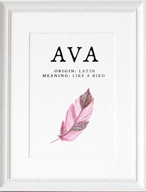 Ava Name Art Poster Name Meaning Girl T Nursery Decor Instant
