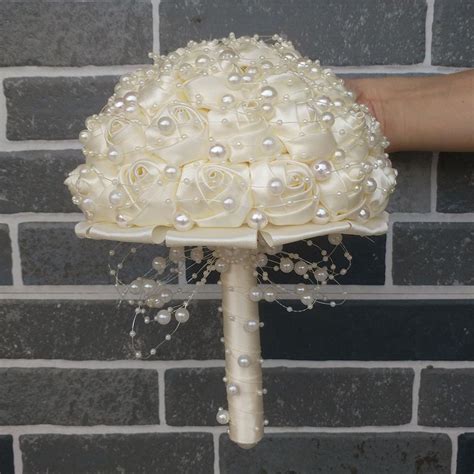 Pearls Beaded Bridal Bouquet Bridesmaid Wedding Fl Grandado