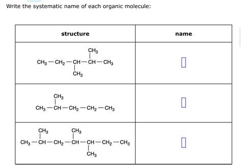 Solved Write The Systematic Name Of Each Organic Molecule