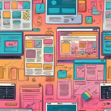 Colorful Web Design Layout Multiple Screens Displaying Diverse Website Designs And Digital