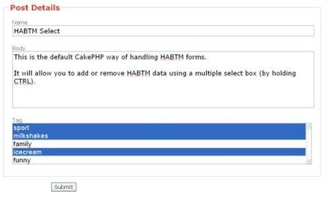 Working With Habtm Form Data In Cakephp Mr Php