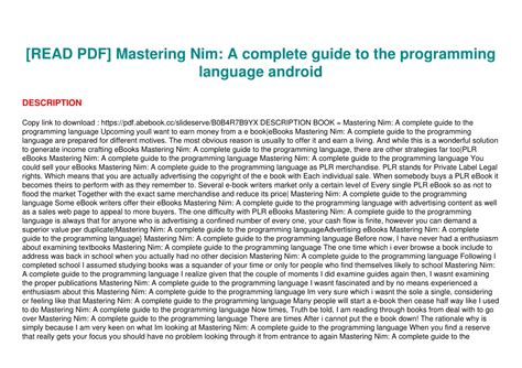 PPT READ PDF Mastering Nim A Complete Guide To The Programming