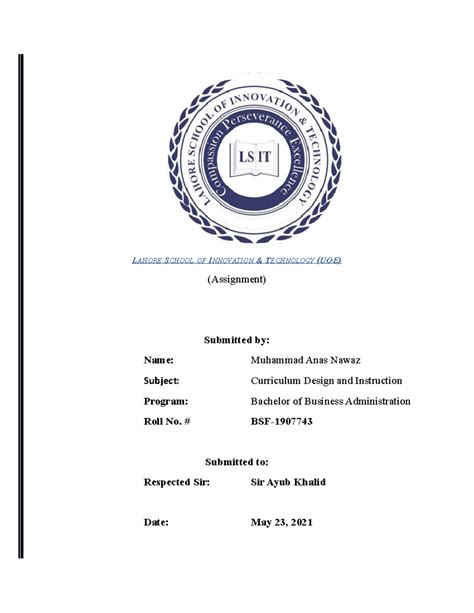 Cdi 1 Cdi Assignment L Ahore School Of Innovation And Technology Uoe