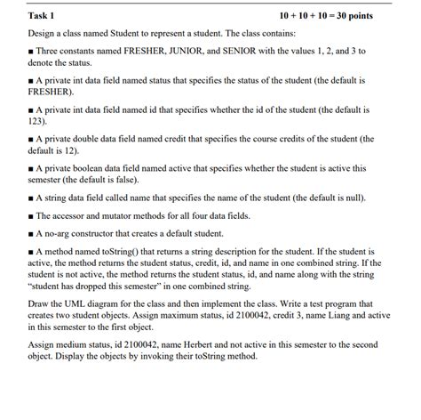 Solved Task 1 10 10 10 30 Points Design A Class Named