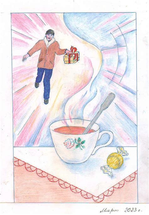 чай с тортиком Иллюстрации Рисунки Любовь