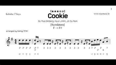 [cookie] By Newjeans Kalimba Sheet Music With Tab Difficulty ★★★☆☆ 뉴진스 쿠키 칼림바 악보 Youtube