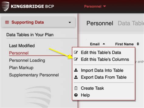modifying the columns in a data table kingsbridge bcp knowledge base