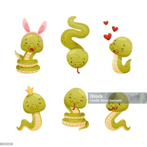 귀여운 아기 뱀 기어 다니는 생물로 땅 벡터 세트에 감겨 슬라이딩 공주에 대한 스톡 벡터 아트 및 기타 이미지 공주 귀 부분 귀여운 Istock