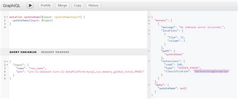 Datafetchingexception Occurs When Updatename Via Graphql · Issue 5064 · Datahub Projectdatahub